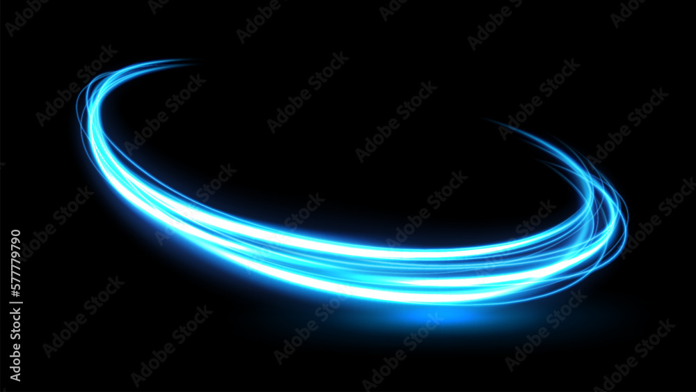Abstract Blue Wavy Line of Light on Dark Background. Vector ...
