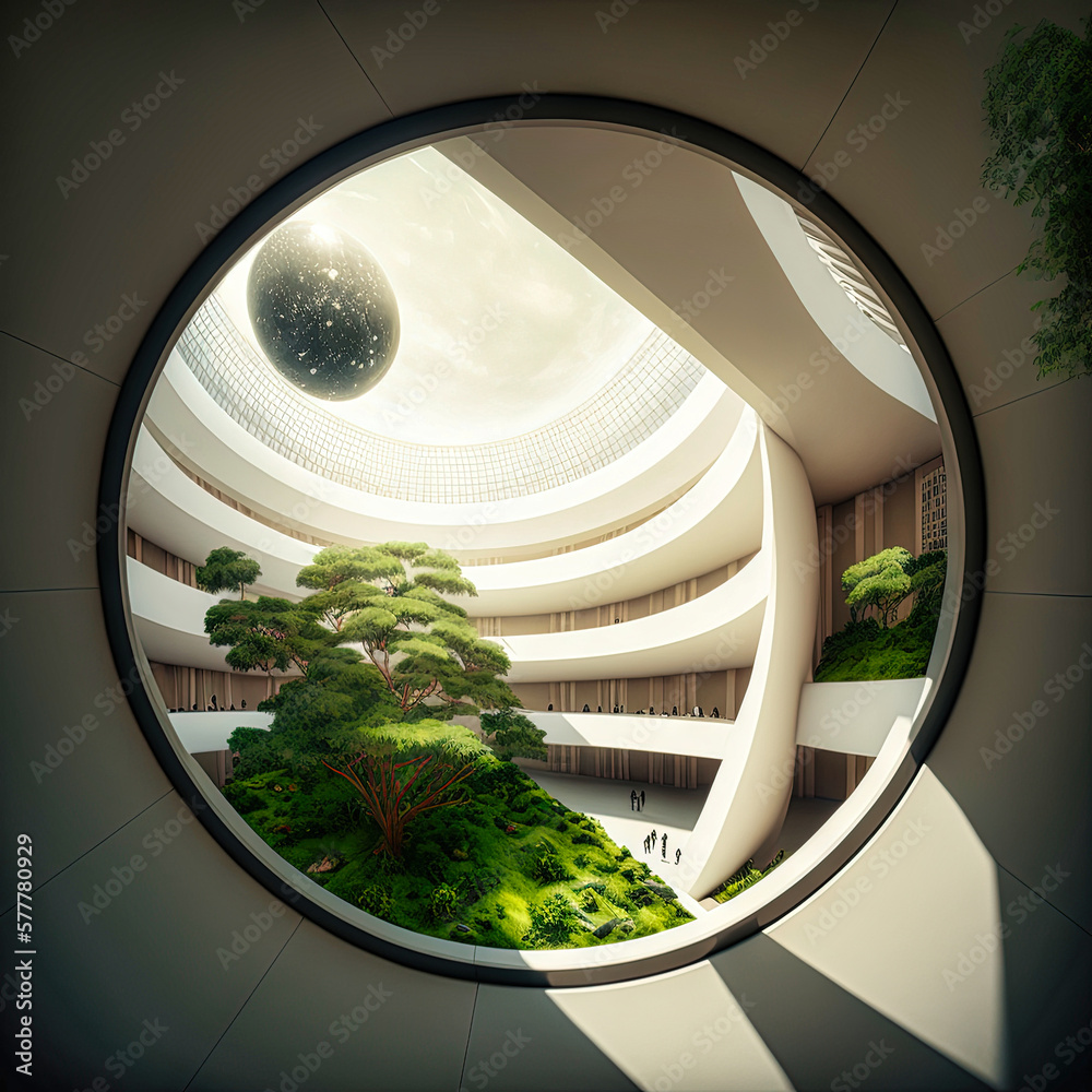 Abstract architecture background. Modern white interior and exterior ...