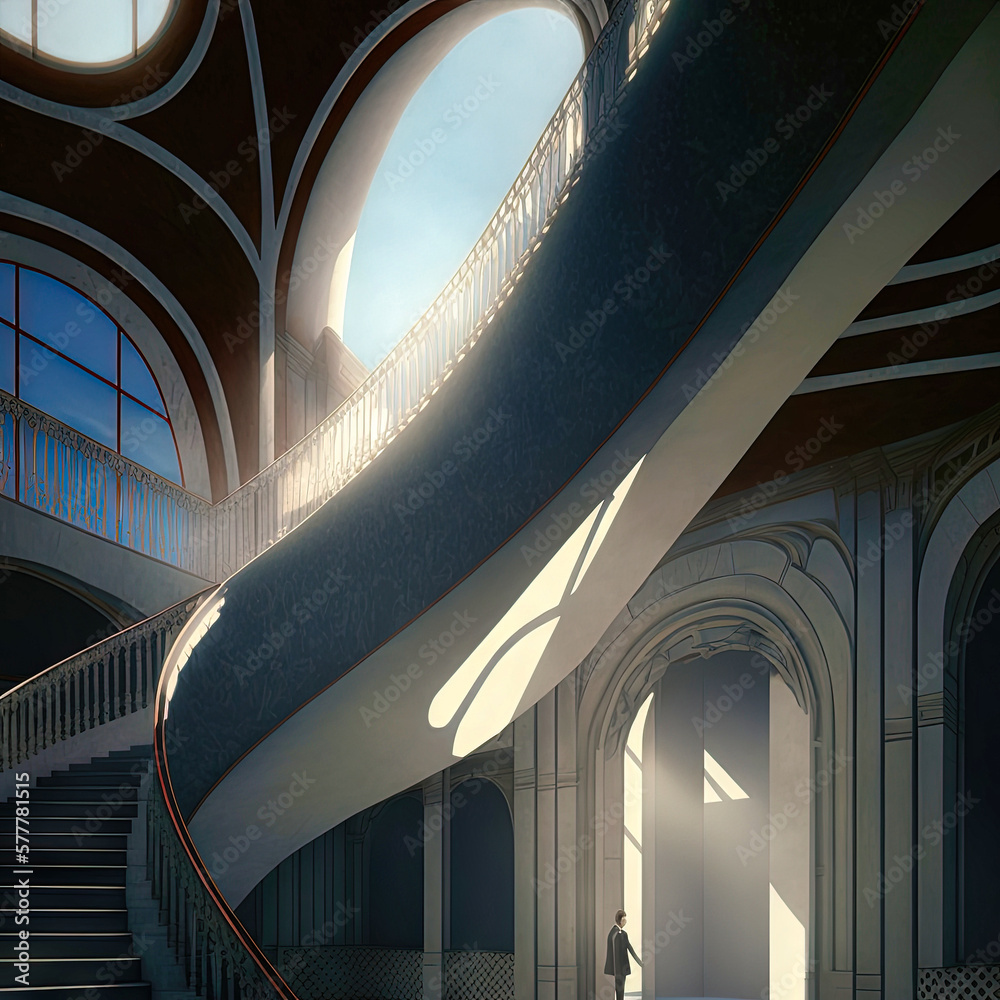 Abstract architecture background. Modern white interior and exterior ...