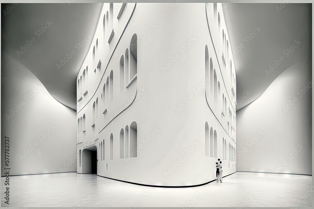 Abstract architecture background. Modern white interior and exterior ...