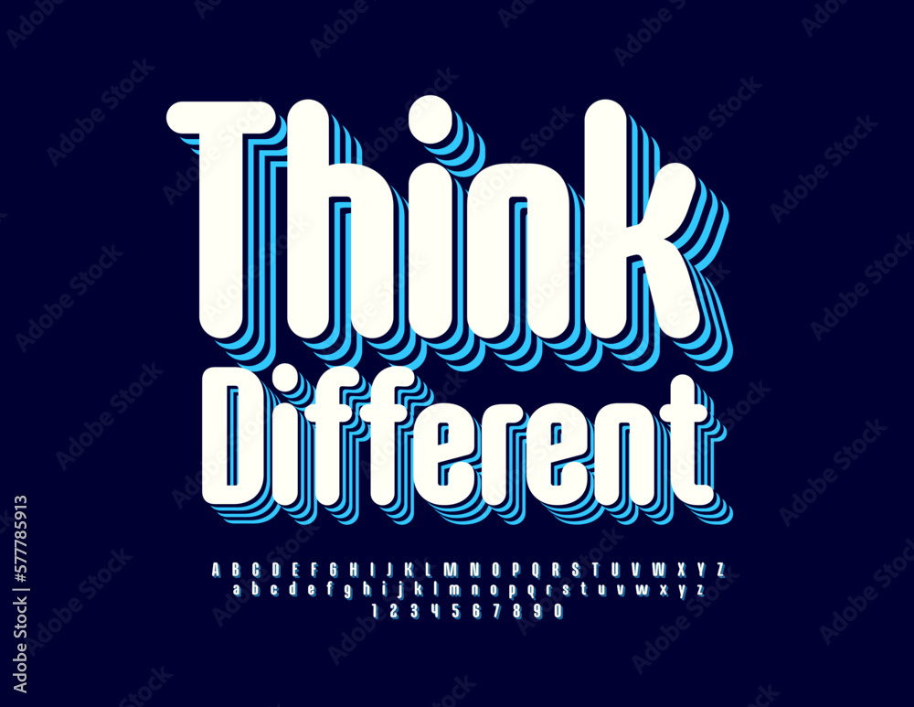 Vector inspiration message Think Different with layered trendy Font. 3D ...