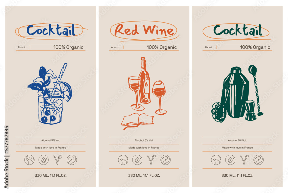 Vektorová grafika „Hand drawn line art food vector packaging label ...