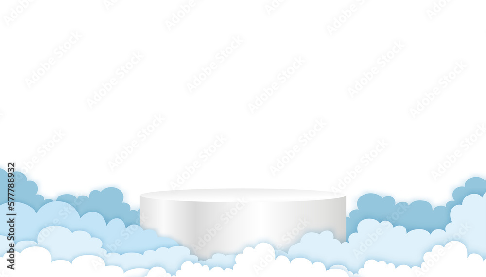 Empty studio with 3D Display Cylinder Podium with Paper cut abstract ...