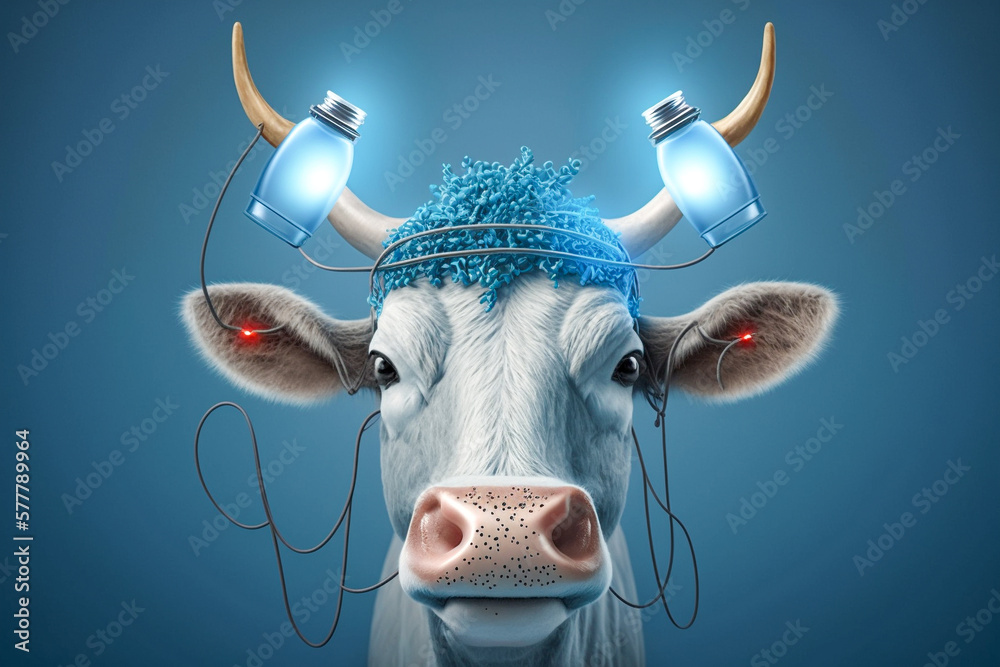Cute cow portrait on the simple background with lights, super photo ...