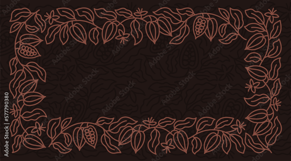 Chocolate candy box background. Square frame. Cocoa pack design. Beans ...