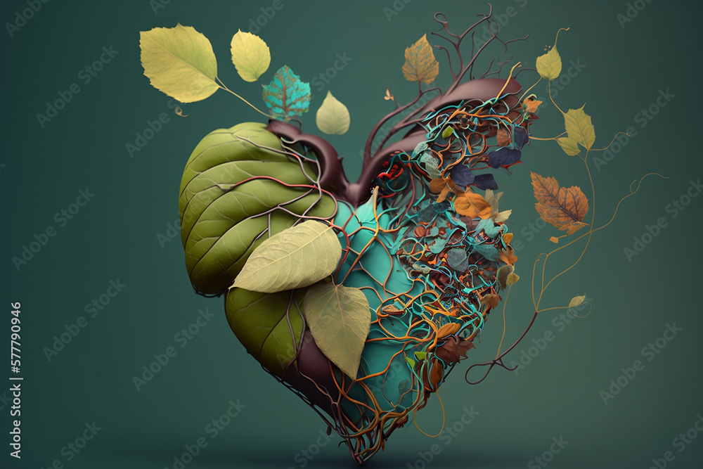 Digital abstract concept art of human heart. Generative AI Stock ...