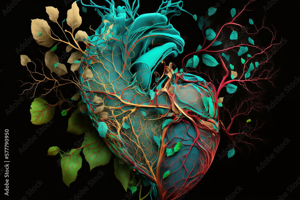 Digital abstract concept art of human heart. Generative AI Stock ...