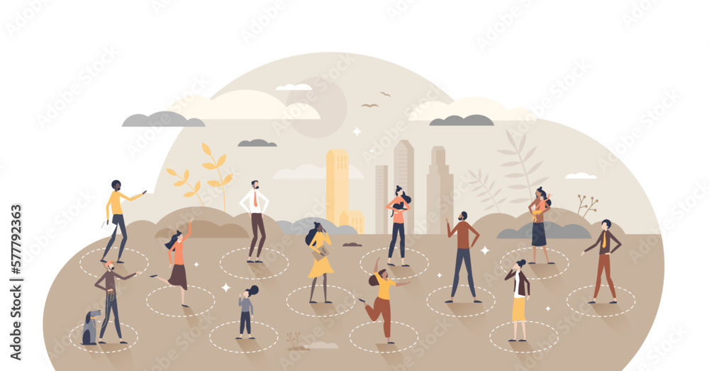 Vektorová grafika „Social distancing to prevent covid-19 virus ...