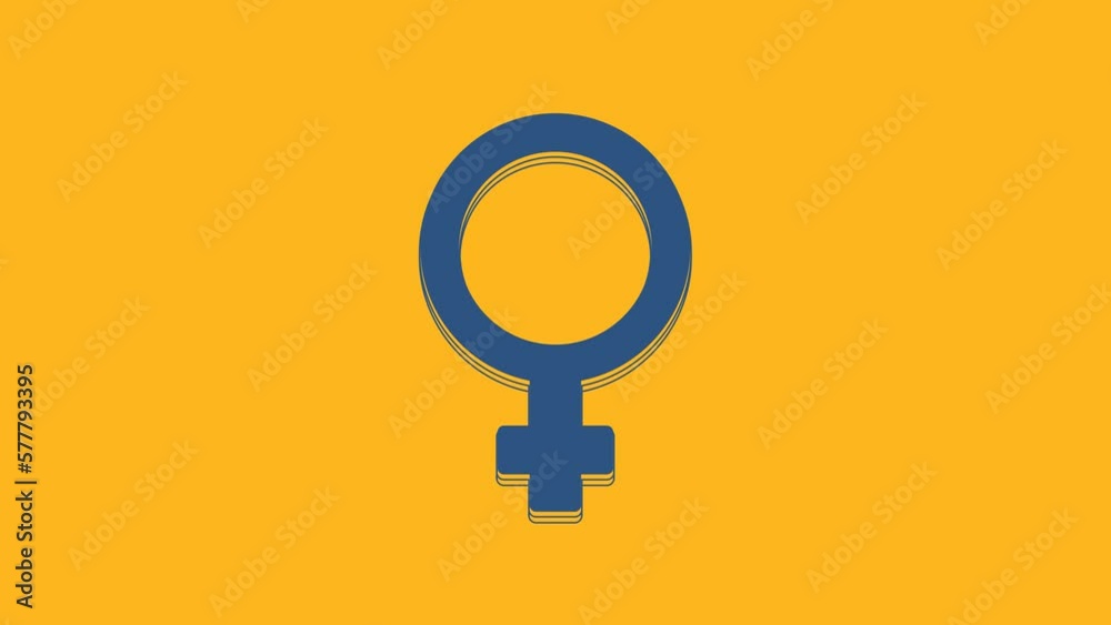 Blue Female gender symbol icon isolated on orange background. Venus ...