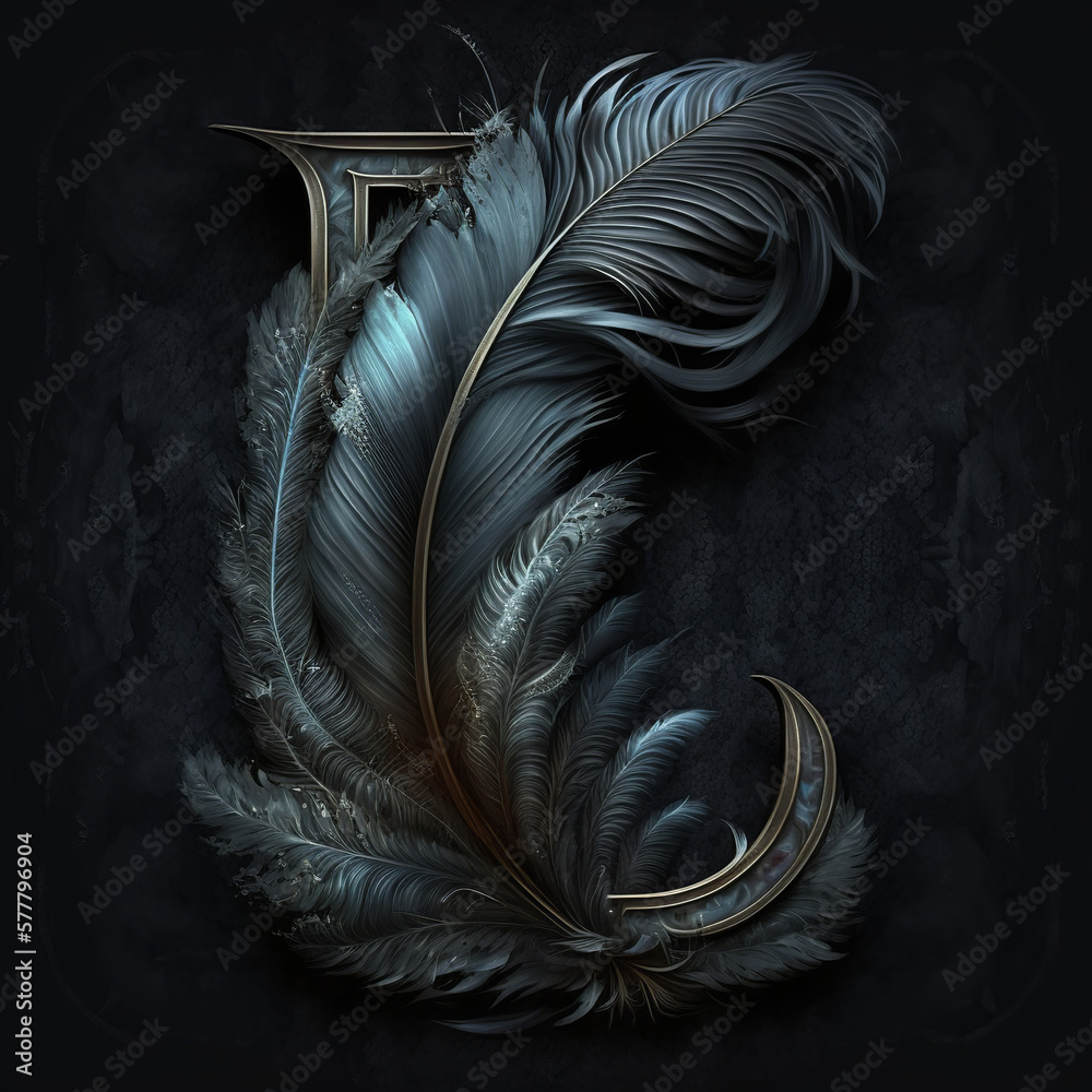 feather, letter, alphabet, pen, quill, bird, ink, vector, writing ...