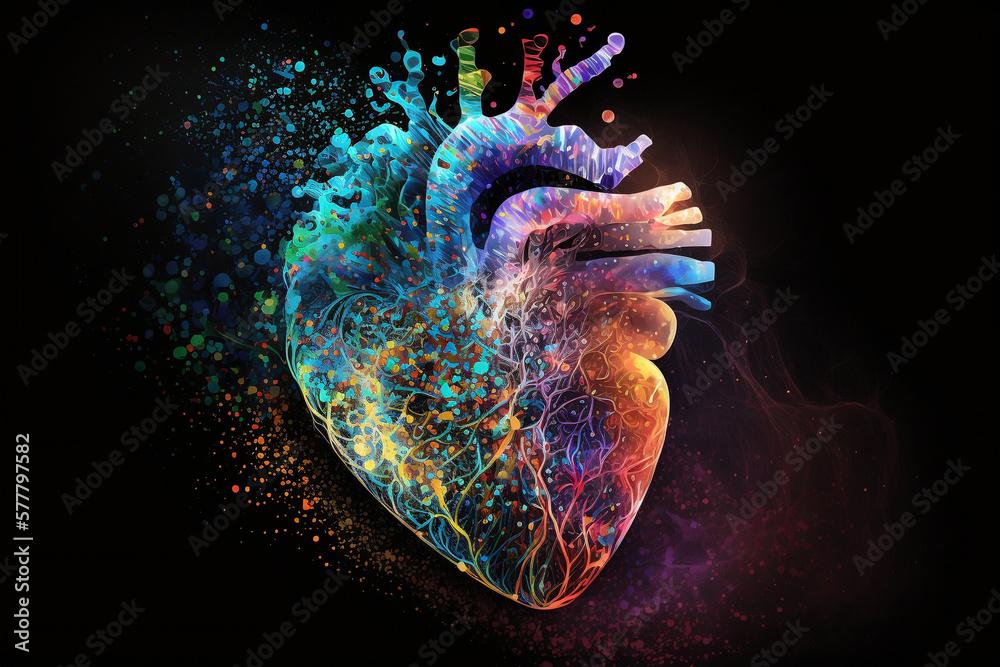 Digital abstract concept art of human heart. Generative AI Stock ...