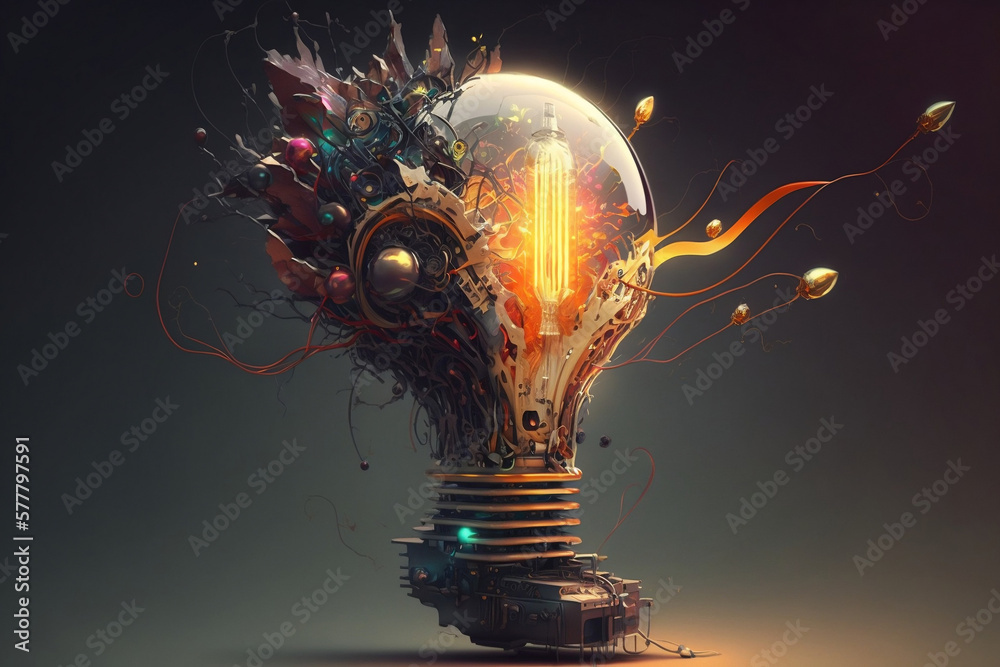 Innovation concept abstract art, generative AI. Innovative ideas and ...