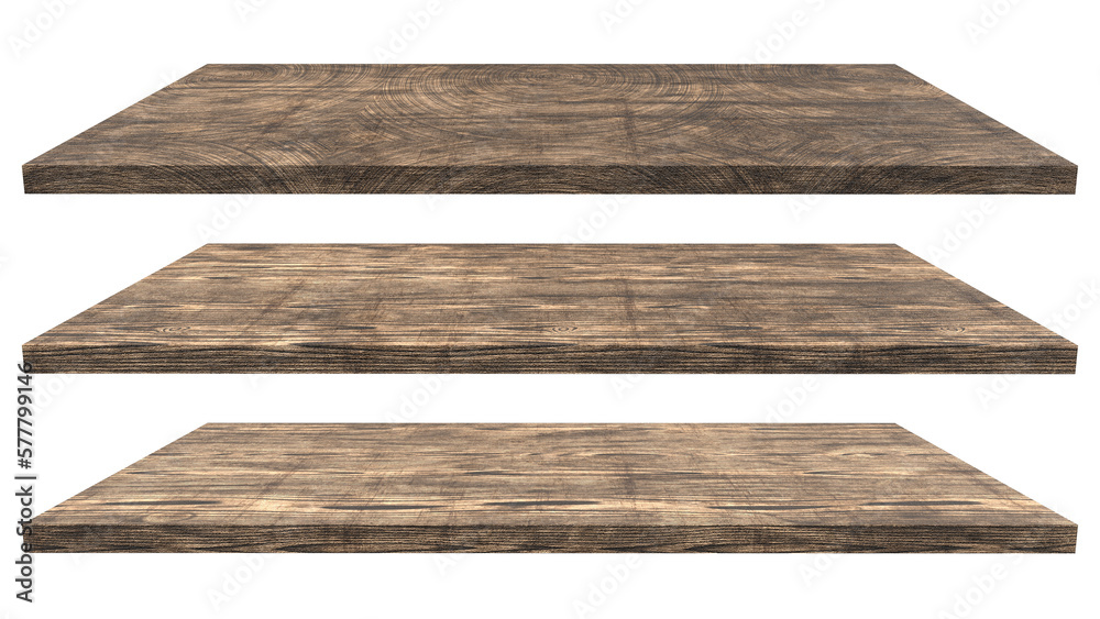 brown wooden shelf table product display board countertop Stock Photo ...