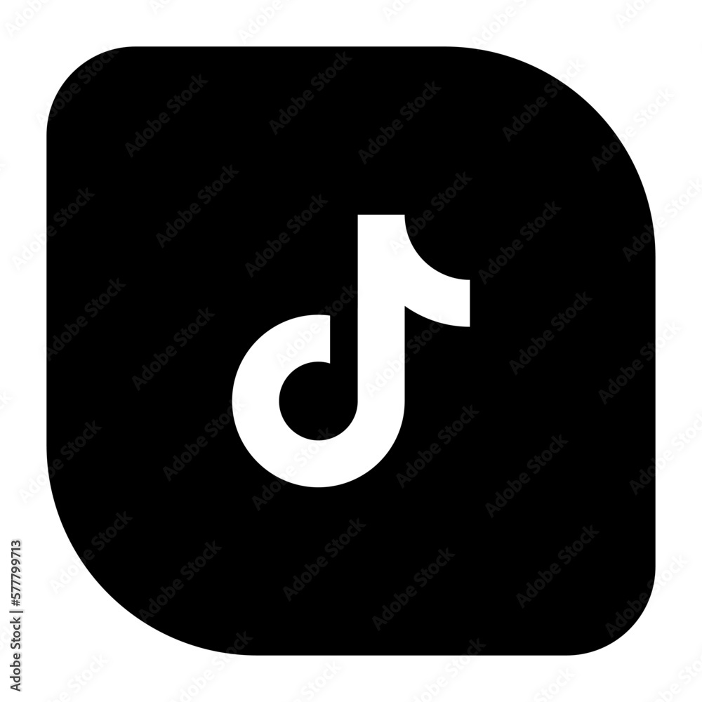 TikTok social media app icon. Black silhouete square shape vector ...