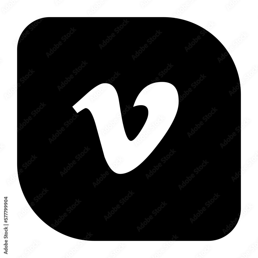 Vimeo social media app icon. Black silhouete square shape vector ...