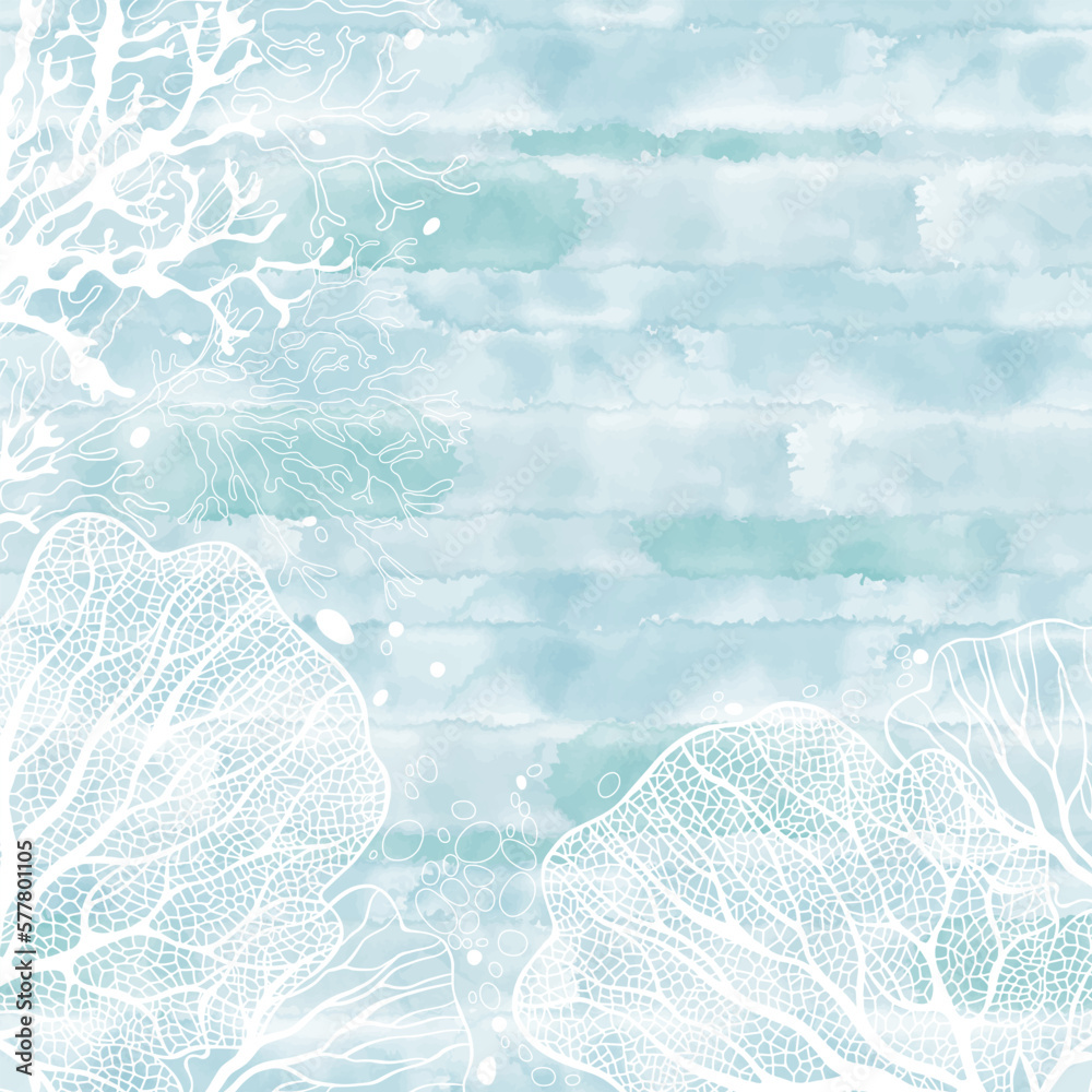 Art sea background. Vector. Luxury design with marine plants and place ...