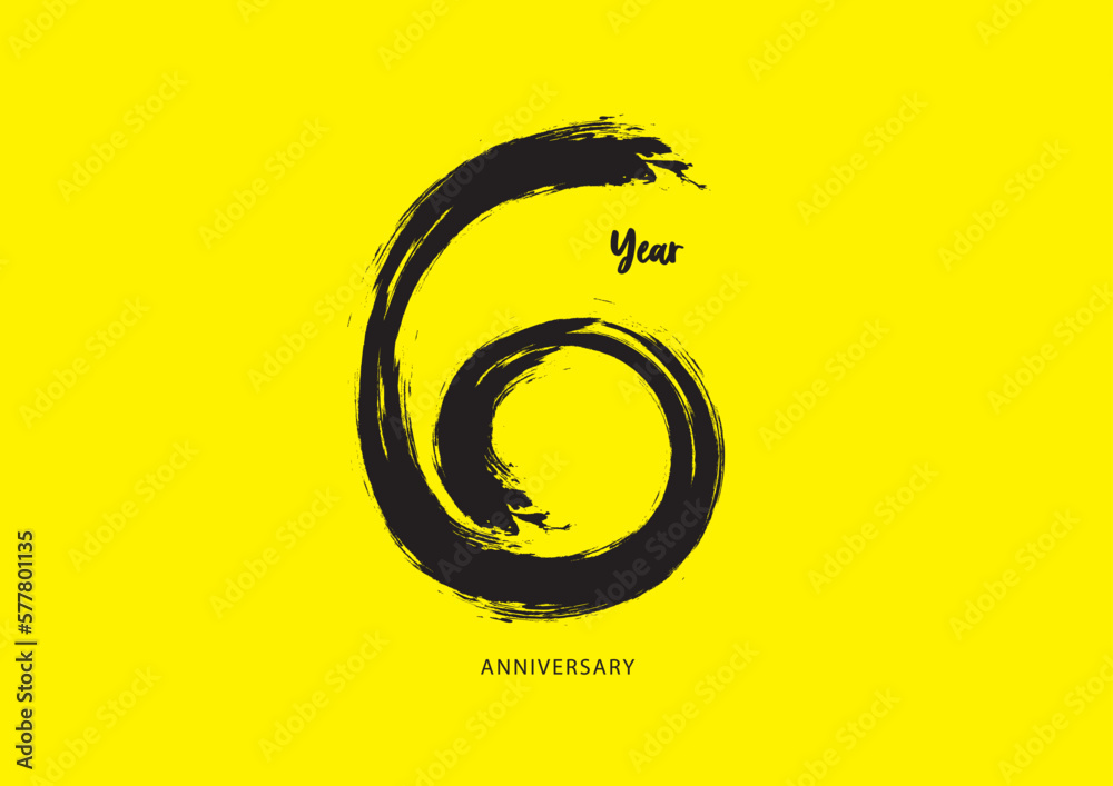 Vecteur Stock 6 year anniversary celebration logotype on yellow ...