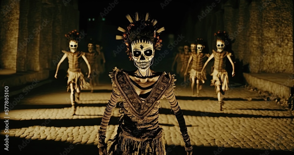 Epic Dance of Death. Dead Dancers Dancing in the Underworld. Generative ...