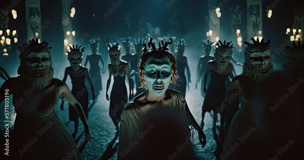 Epic Dance of Death. Dead Dancers Dancing in the Underworld. Generative ...