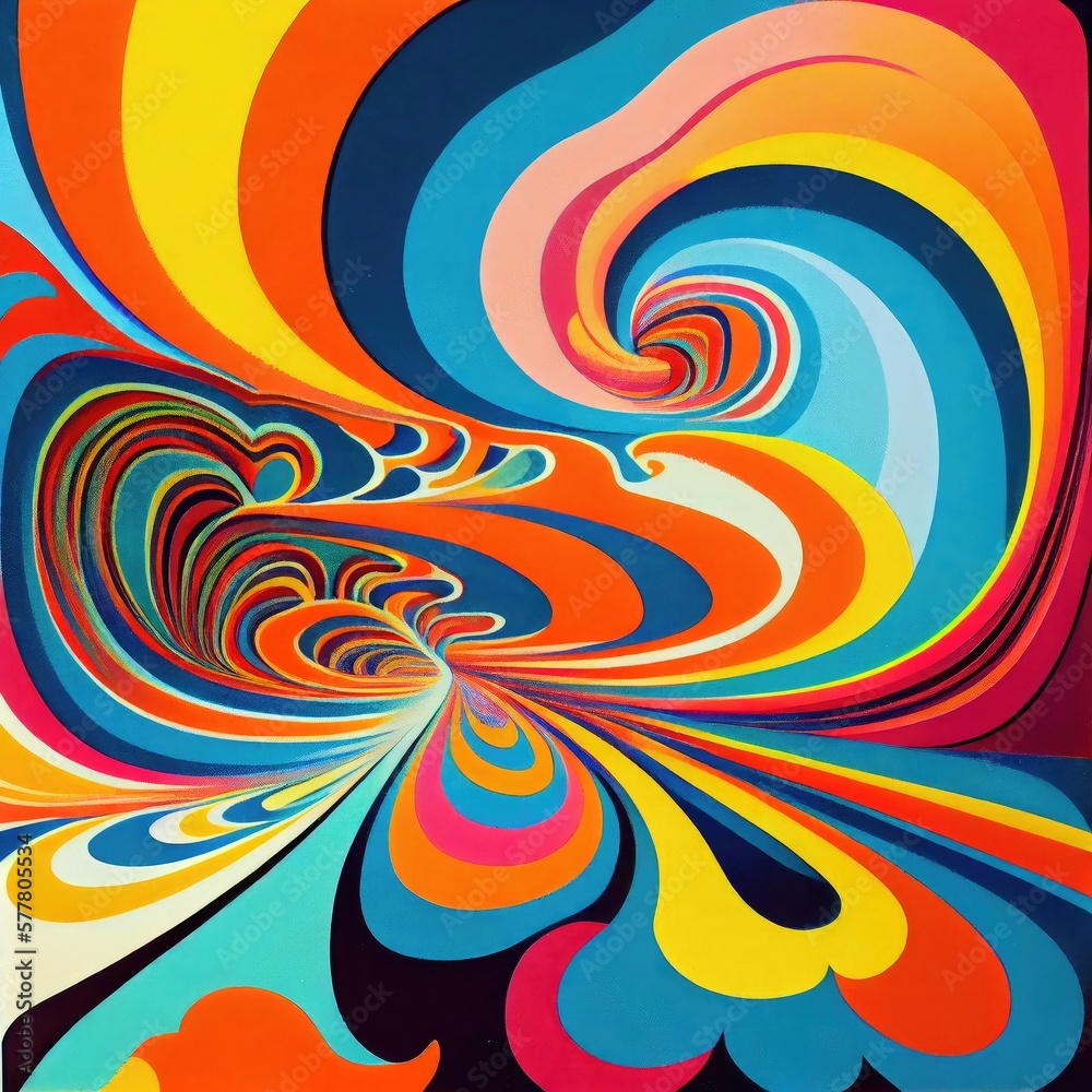 1960s psychedelic art, Hippie trippy retro background, bright rainbow ...