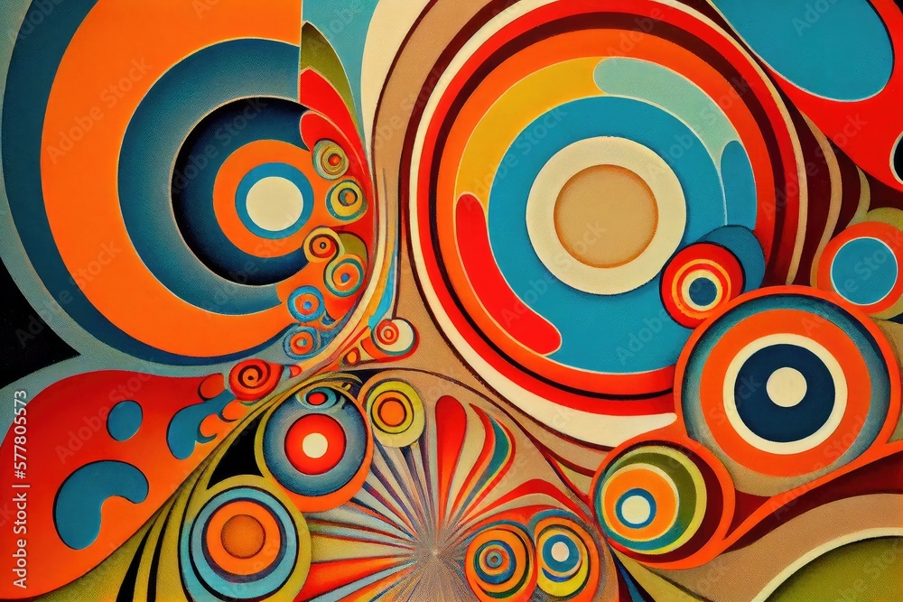1960s psychedelic art, Hippie trippy retro background, bright rainbow ...