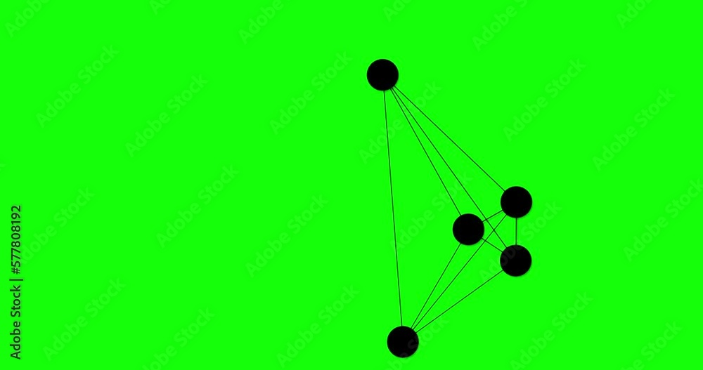 Animation with moving lines and circle shapes linked together. Abstract ...