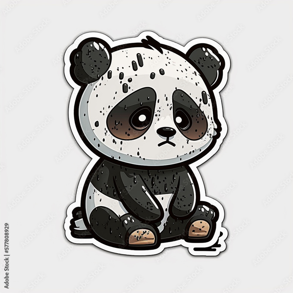 cute panda sticker created using Ai technology. Stock Illustration ...
