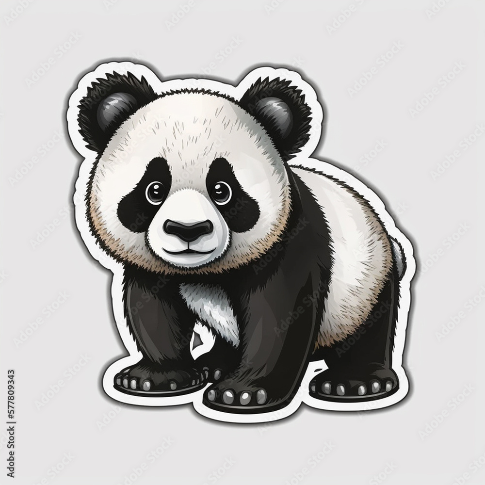 cute panda sticker created using Ai technology. Stock Illustration ...