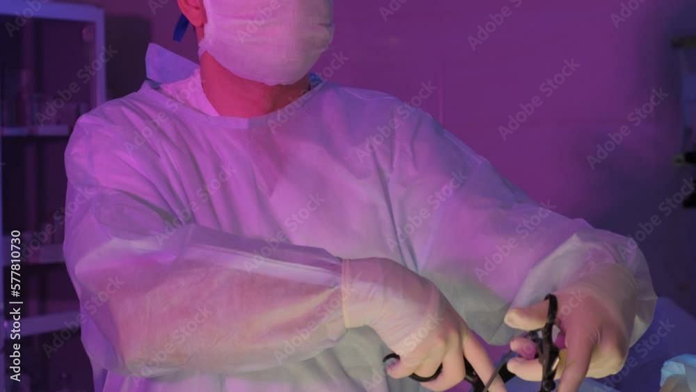 Laparoscopic cholecystectomy instrument. The surgeon's doing ...