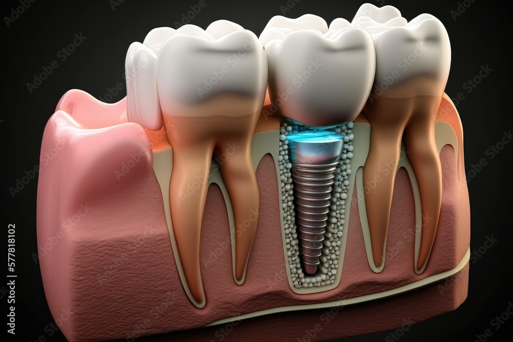 Concept for dental prosthesis. Demonstrating the placement of a dental ...
