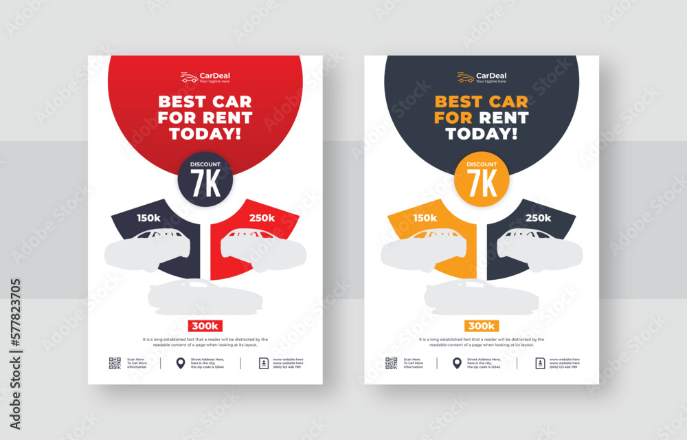 Stylish & modern Car Rental Flyer with a4 paper size, Auto repair ...
