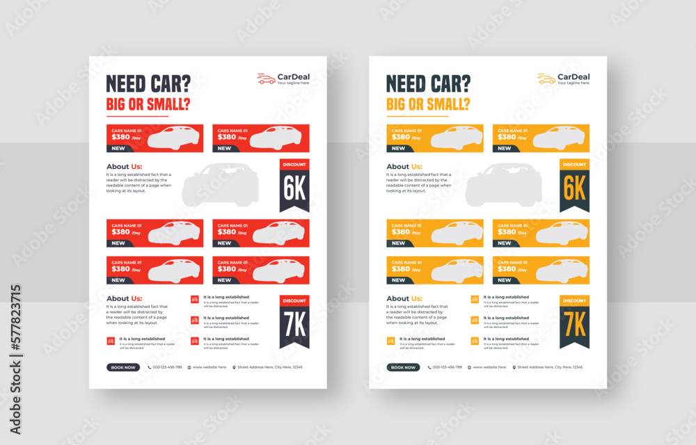 Stylish & modern Car Rental Flyer with a4 paper size, Auto repair ...