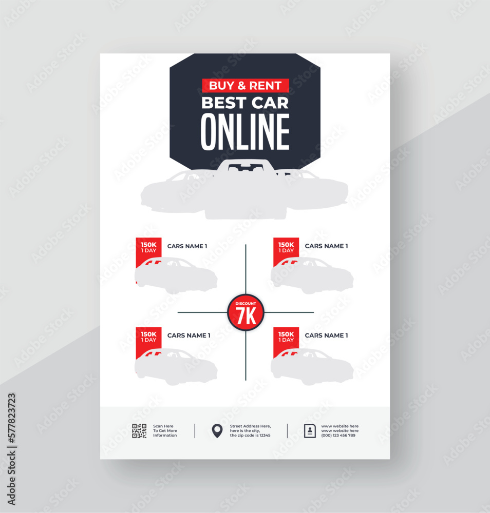 Stylish & modern Car Rental Flyer with a4 paper size, Auto repair ...