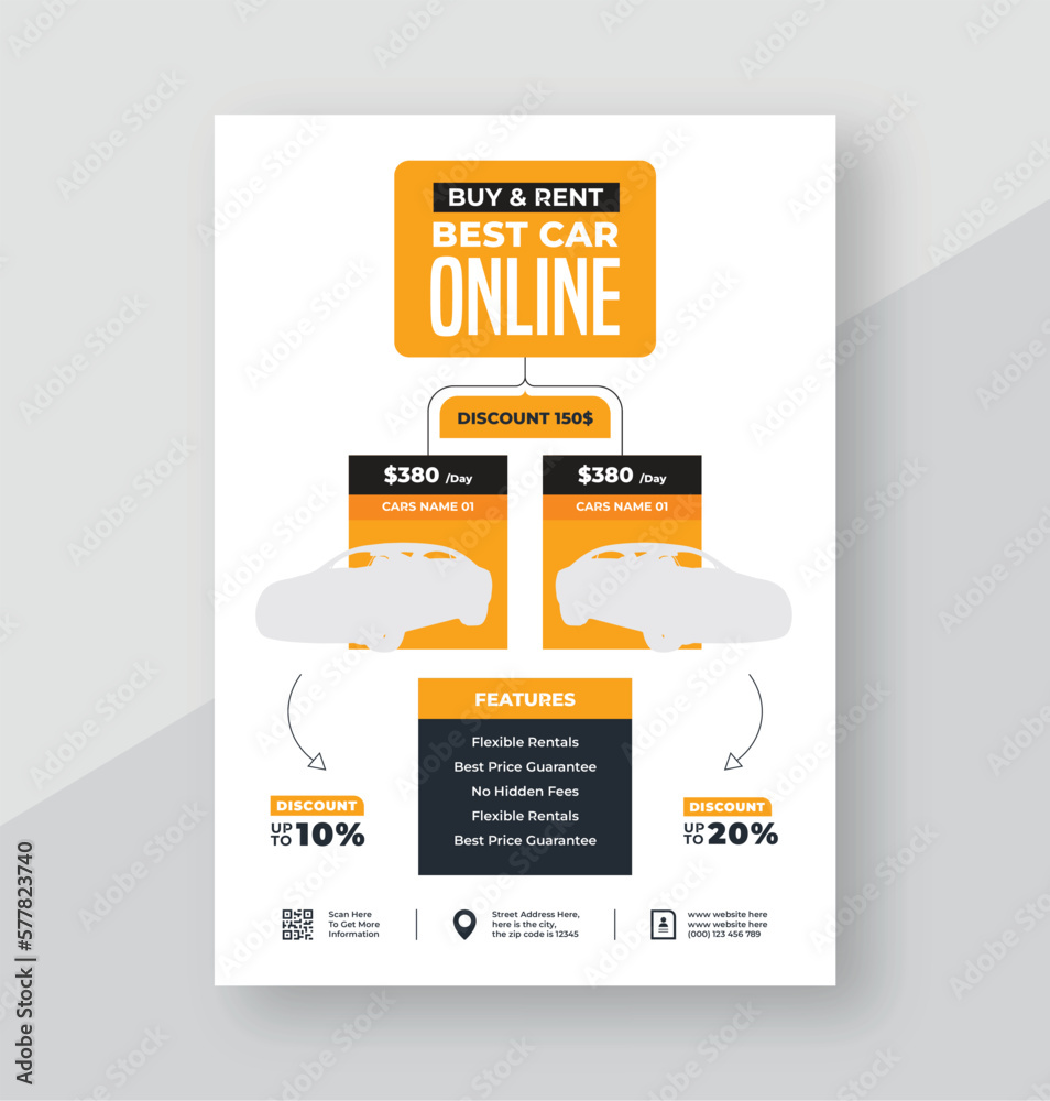 Stylish & modern Car Rental Flyer with a4 paper size, Auto repair ...