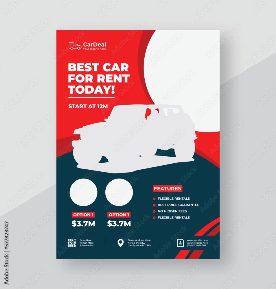 Stylish & modern Car Rental Flyer with a4 paper size, Auto repair ...