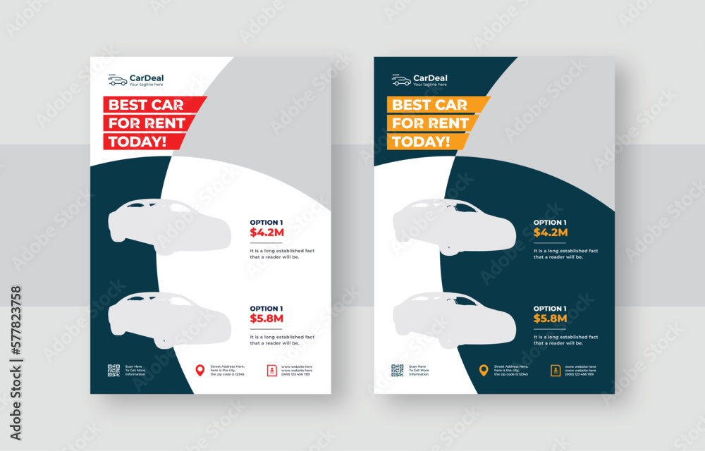 Stylish & modern Car Rental Flyer with a4 paper size, Auto repair ...