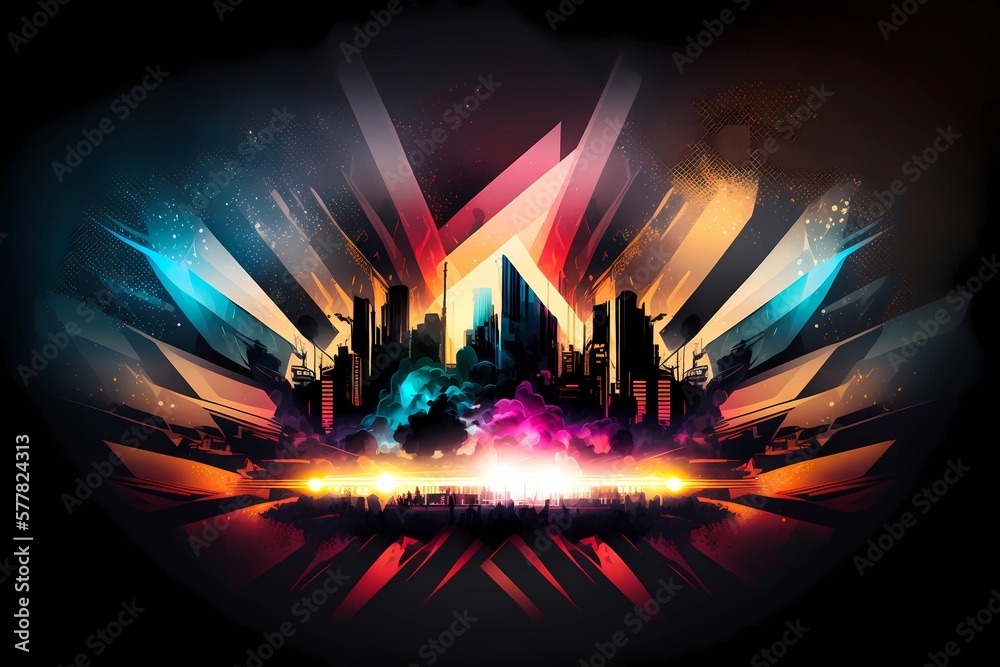 Audio music backgrounds. Buildings city view with sounds elements ...