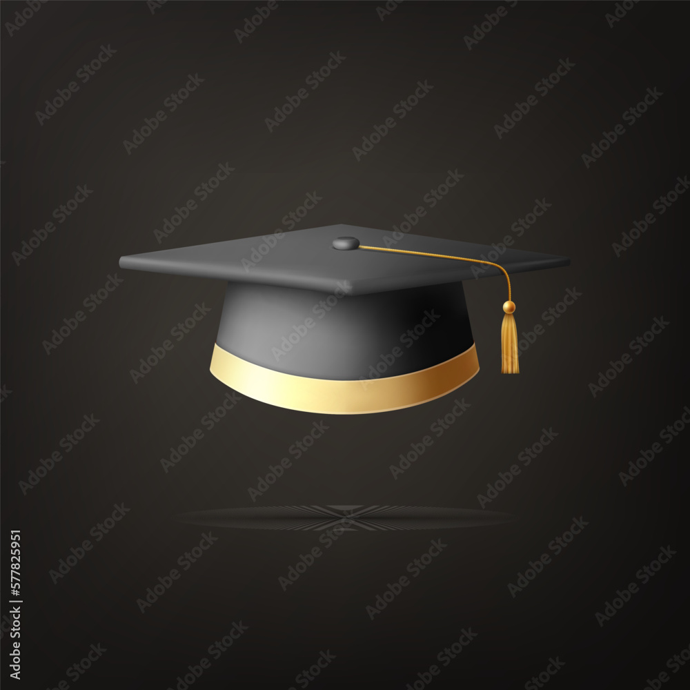 Vector 3d Realistic Black Graduate College, High School, University ...
