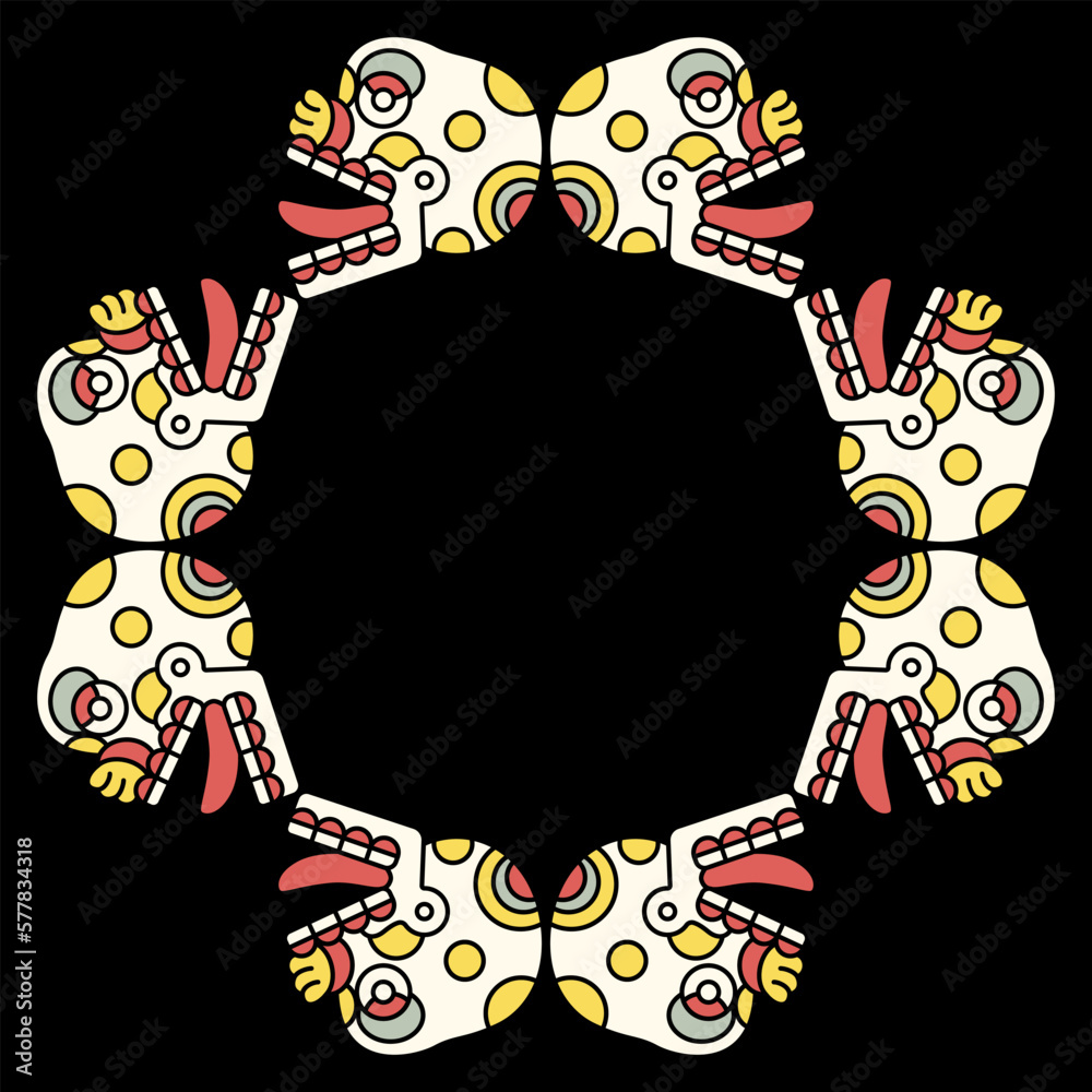 Ethnic frame with Mexican skulls. Codex design of Aztec Indians ...