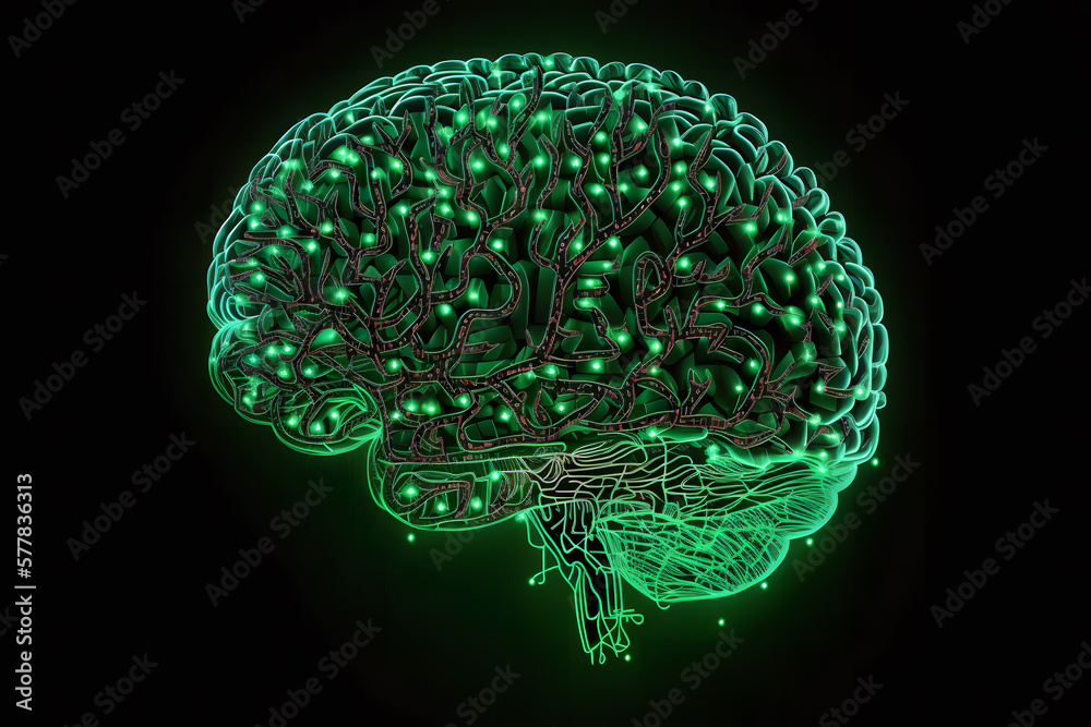 Human intelligence with human brain inside. Neural network AI generated ...