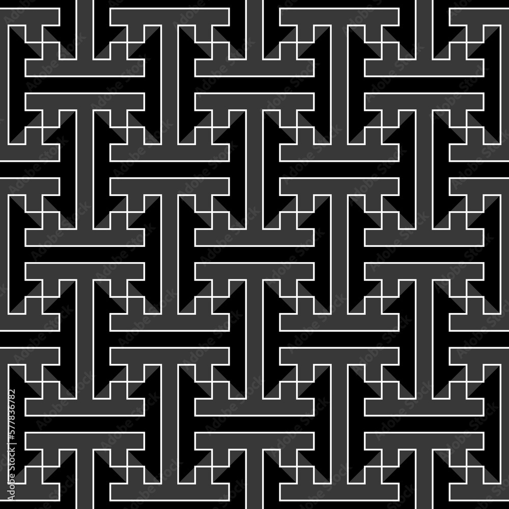 Seamless Chinese Sayagata pattern. Repeated interlocking figures ...