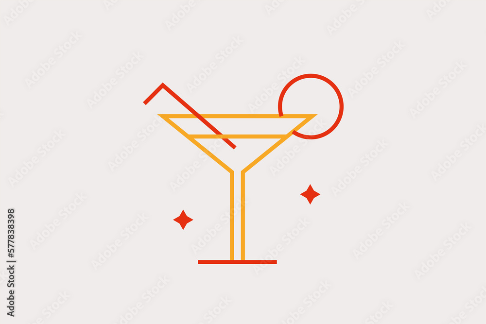 Minimalistic drink vector illustration in flat style design. Geometric ...
