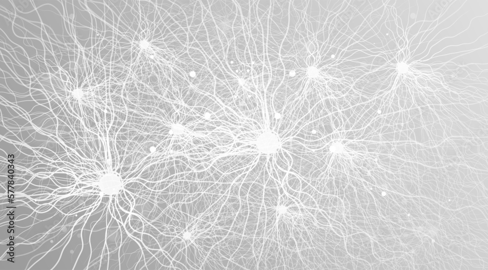 Neurons forming connection. Research of the human nerve network. DNA ...