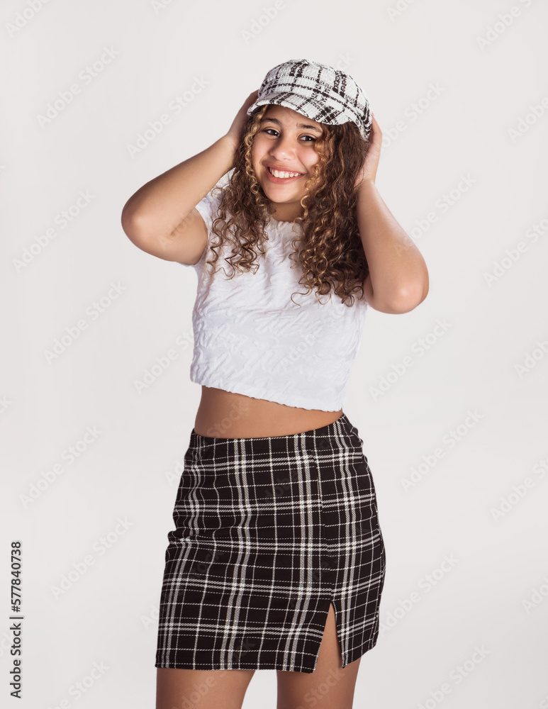 Adorable teen girl modeling studio photoshoot, fashion for teenagers ...