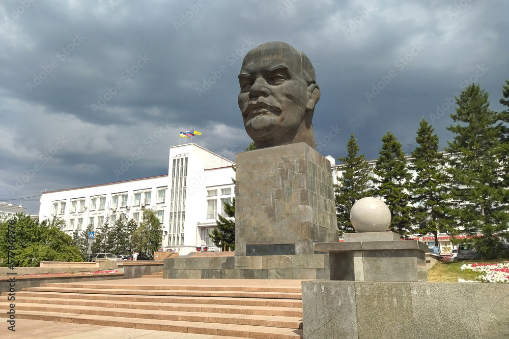 ULAN-UDE, RUSSIA - JULY 14, 2022: The largest head monument of Soviet ...