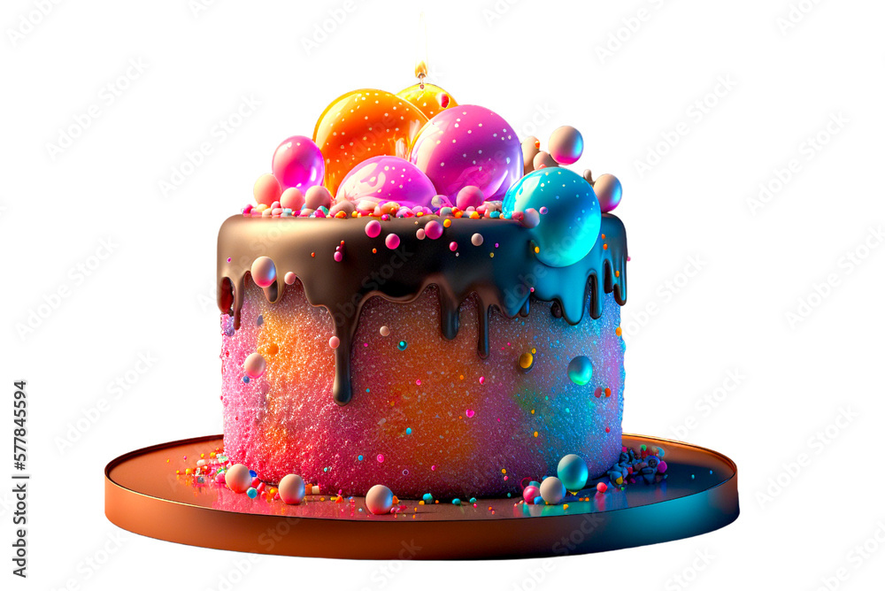3d rendering birthday cake, super photo realistic, generative ai Stock ...