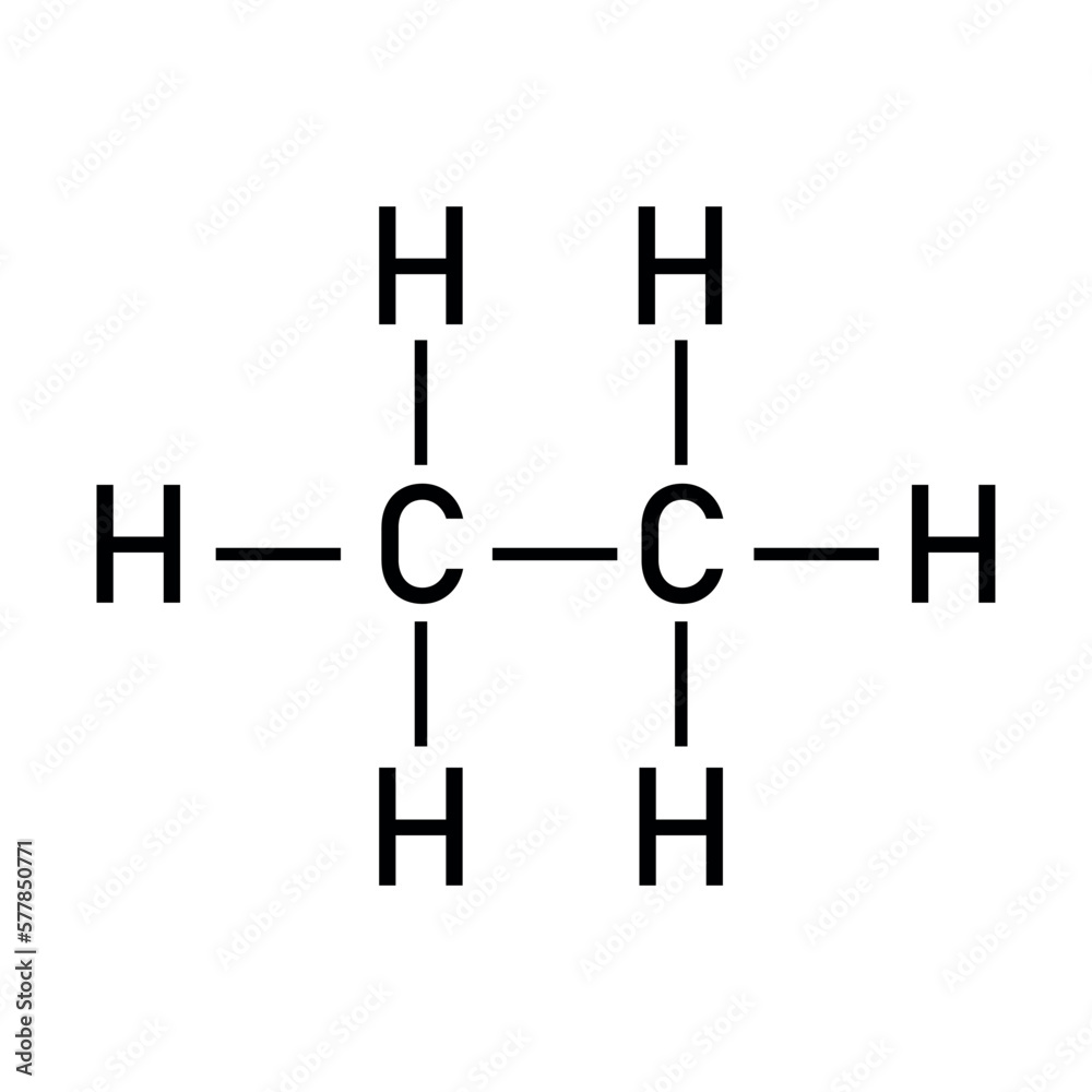 Ethane structure and formula. Organic chemical compound. Vector illustration isolated on white ...