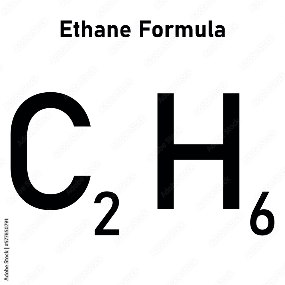 Ethane structure and formula. Organic chemical compound. Vector illustration isolated on white ...