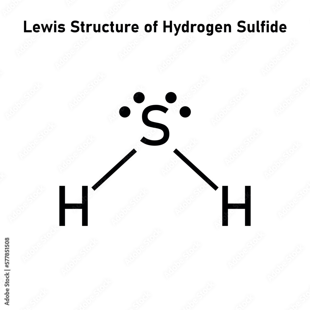 Lewis structure of hydrogen sulfide (H2S). vector de Stock | Adobe Stock