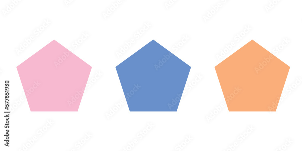 Set of 2D geometric shape of pentagon. Polygon pentagon shape in ...